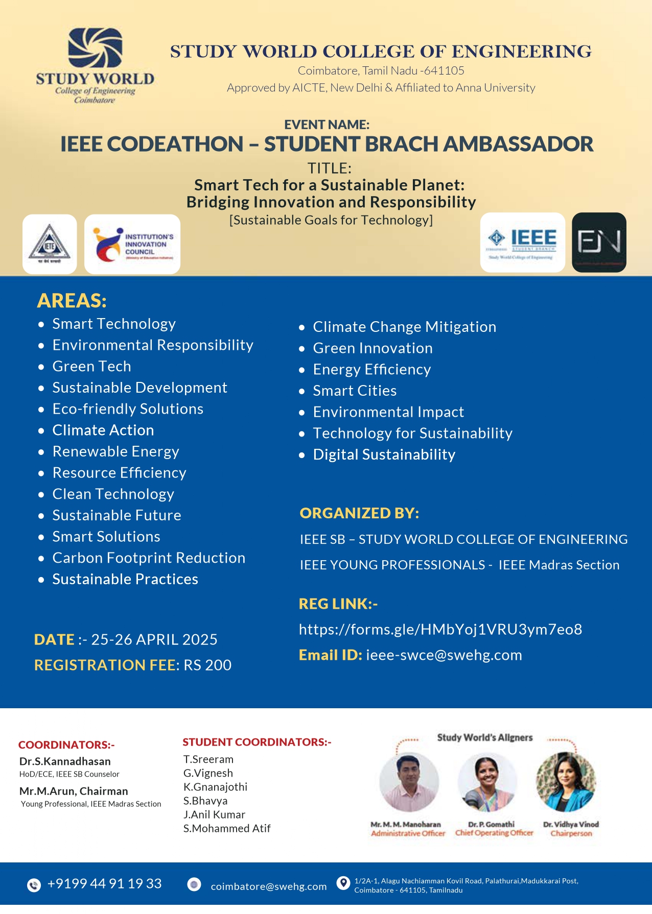 IEEE Codeathon 2025, Study World College of Engineering, Technical ...