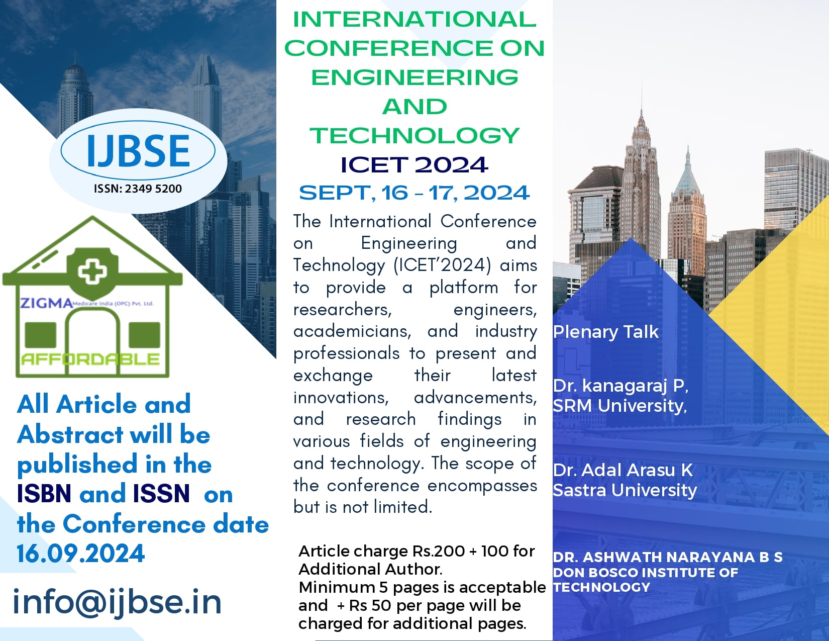 International Conference on Engineering and Technology ICET 2024, Zigma ...
