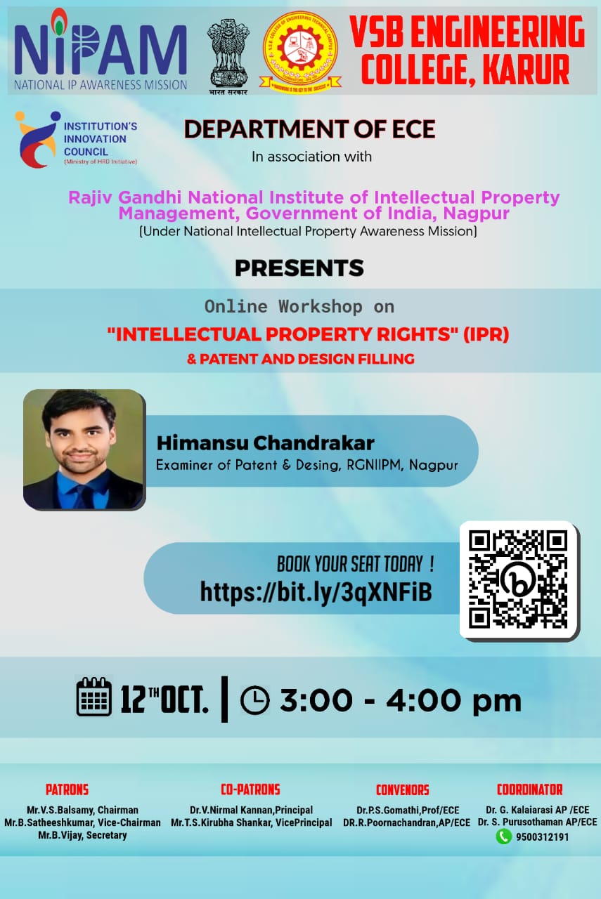 Online Workshop on Intellectual Property Rights (IPR) 2022, VSB ...
