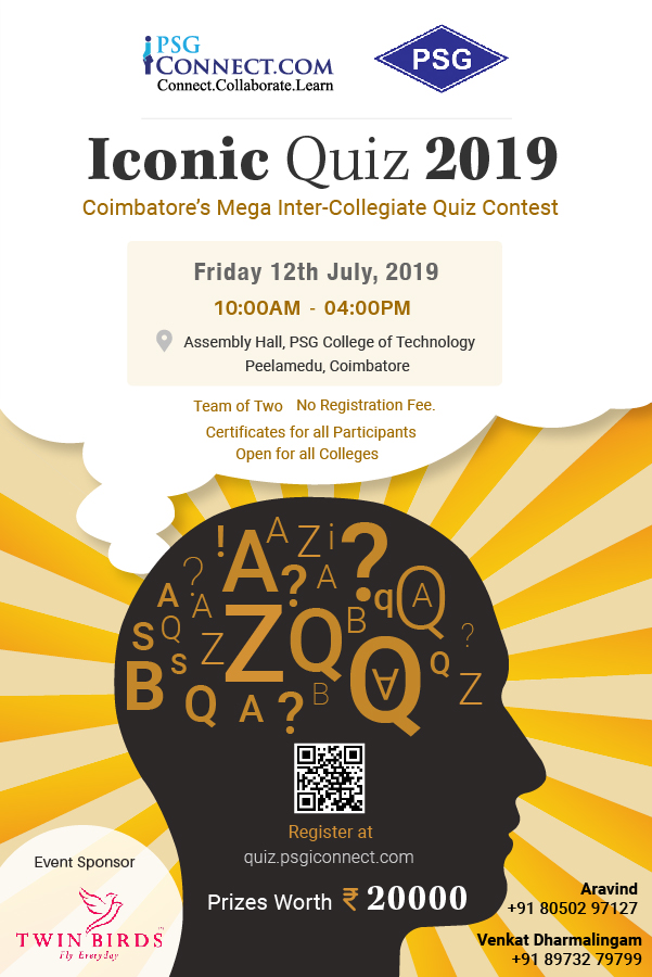 Iconic Quiz 2019, PSG College of Technology, Inter-Collegiate Quiz ...