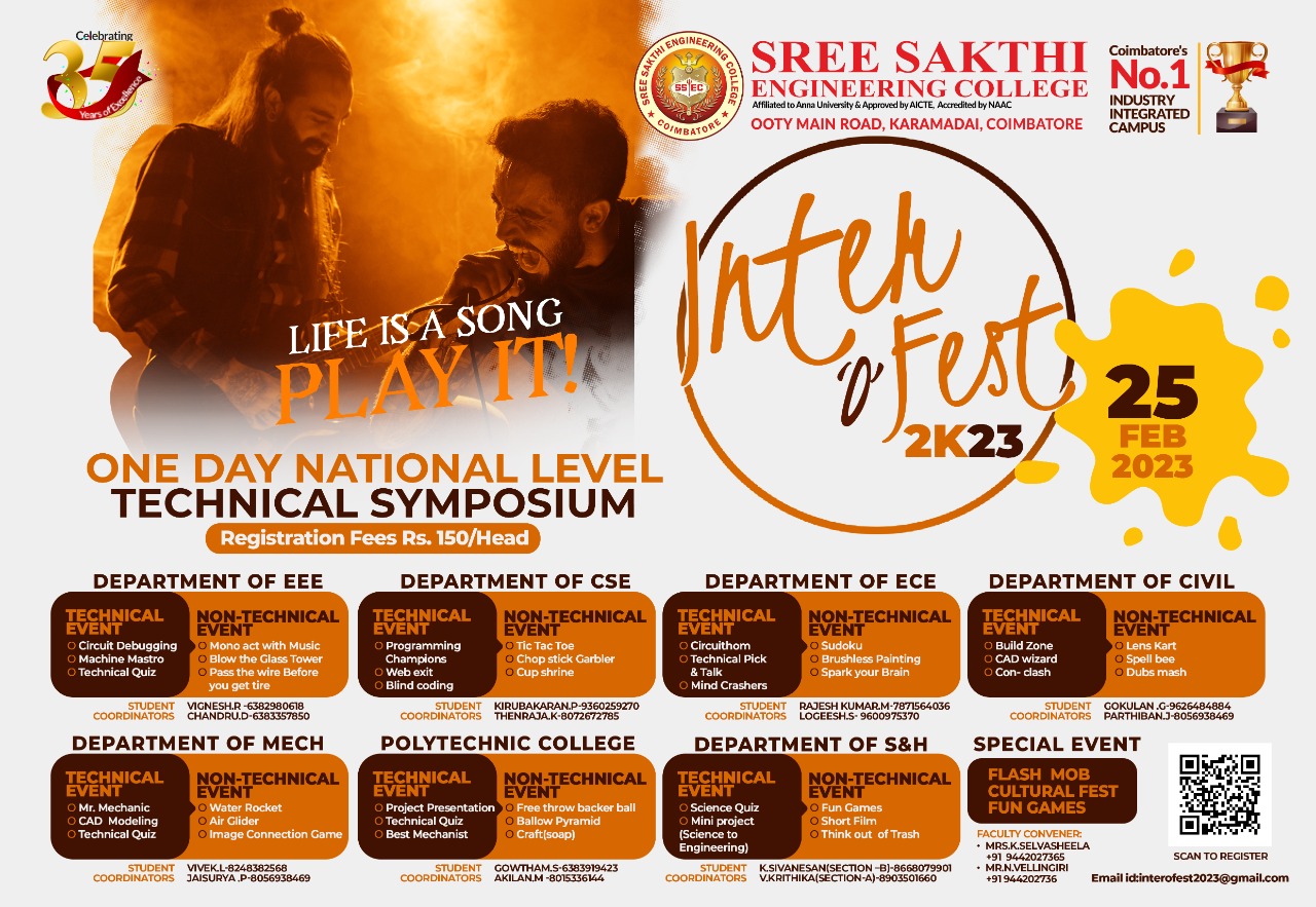 INTER O FEST'23, Sree Sakthi Engineering College, National Level ...