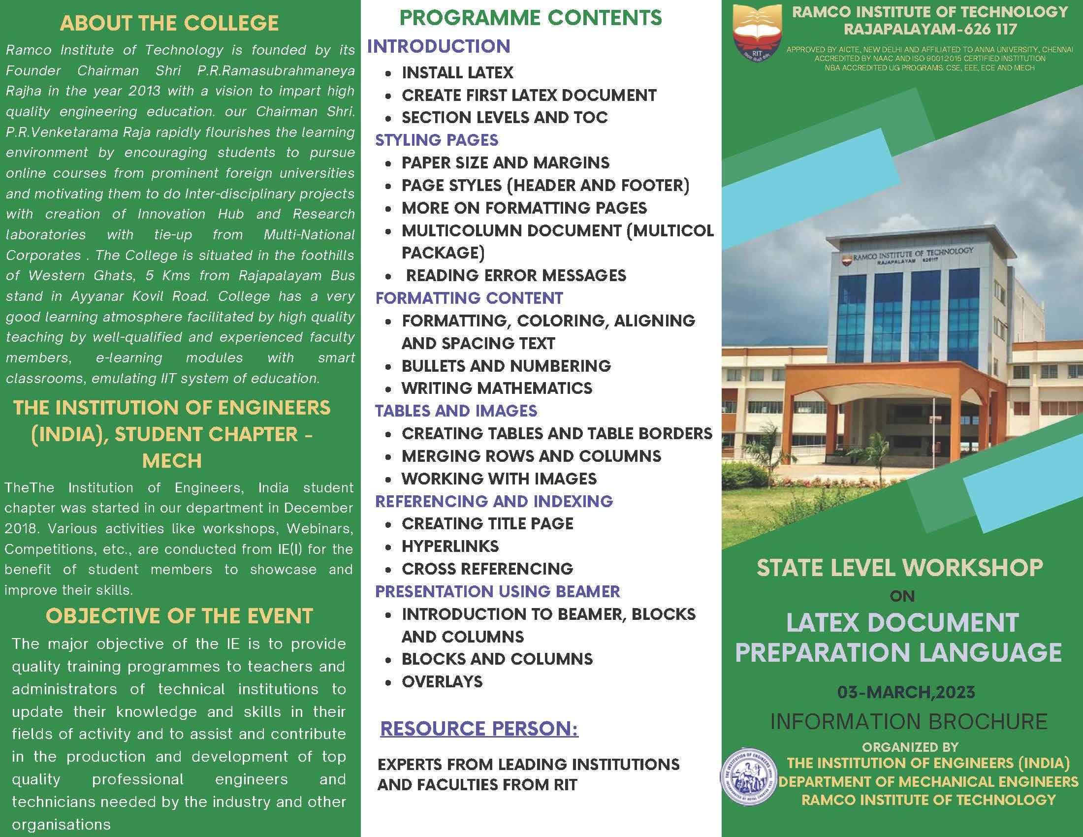 Latex Document Preparation Language 2023, Ramco Institute of Technology ...