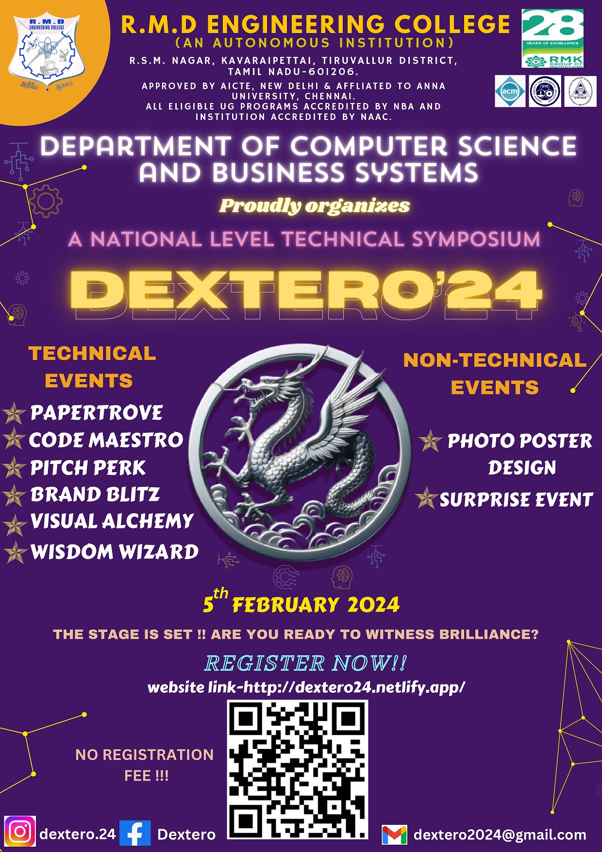 DEXTERO'24, RMD Engineering College, National Level Symposium ...