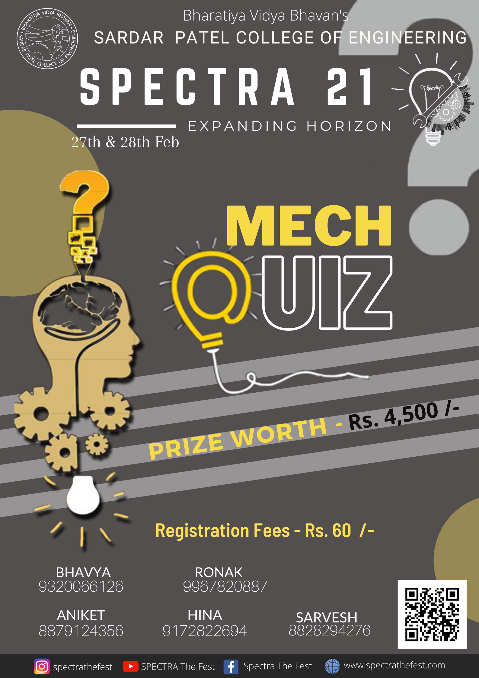 Mech Quiz 2021, Sardar Patel College of Engineering, Mechanical ...