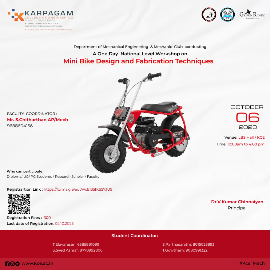 One Day National Level Workshop on Mini Bike Design and Fabrication ...