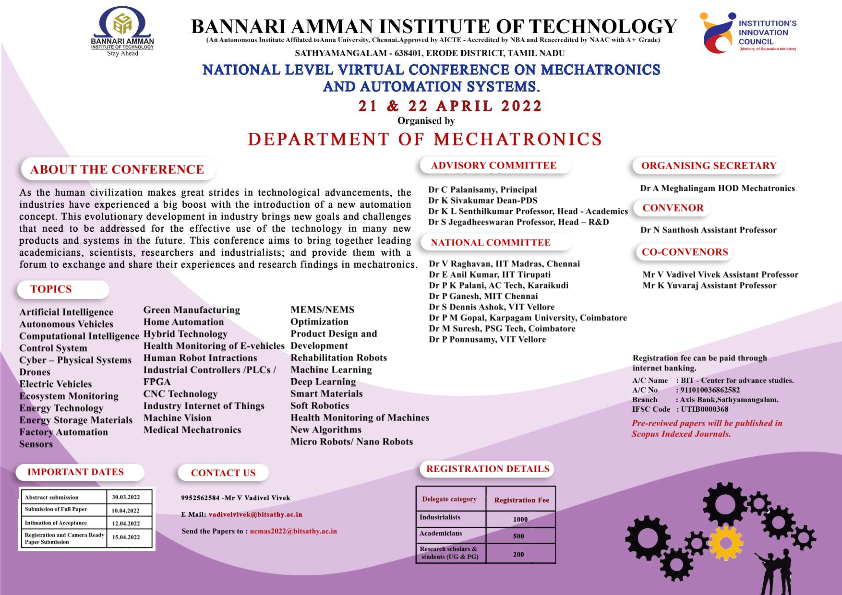 National Level Virtual Conference on Mechatronics and automation ...