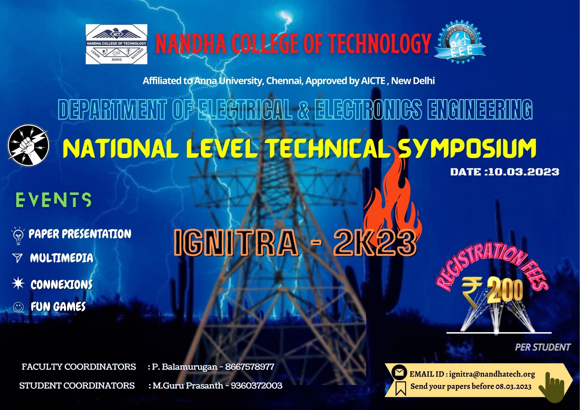IGNITRA 2K23, Nandha College of Technology, Technical Symposium, Erode
