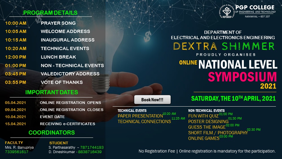 Online National Level Technical Symposium 2021, PGP College of ...