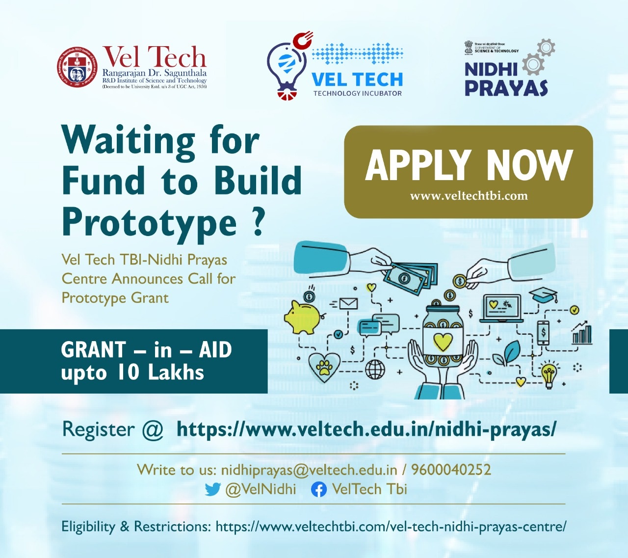 Pitching Event - Grant for Idea to Prototype 2021, Vel Tech Rangarajan ...