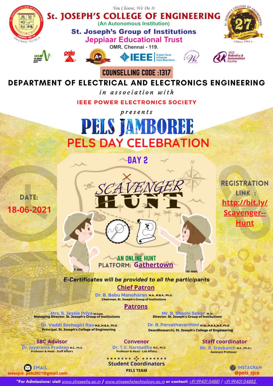 PELS JAMBOREE 2021, St. Joseph's College of Engineering, Pels Day ...