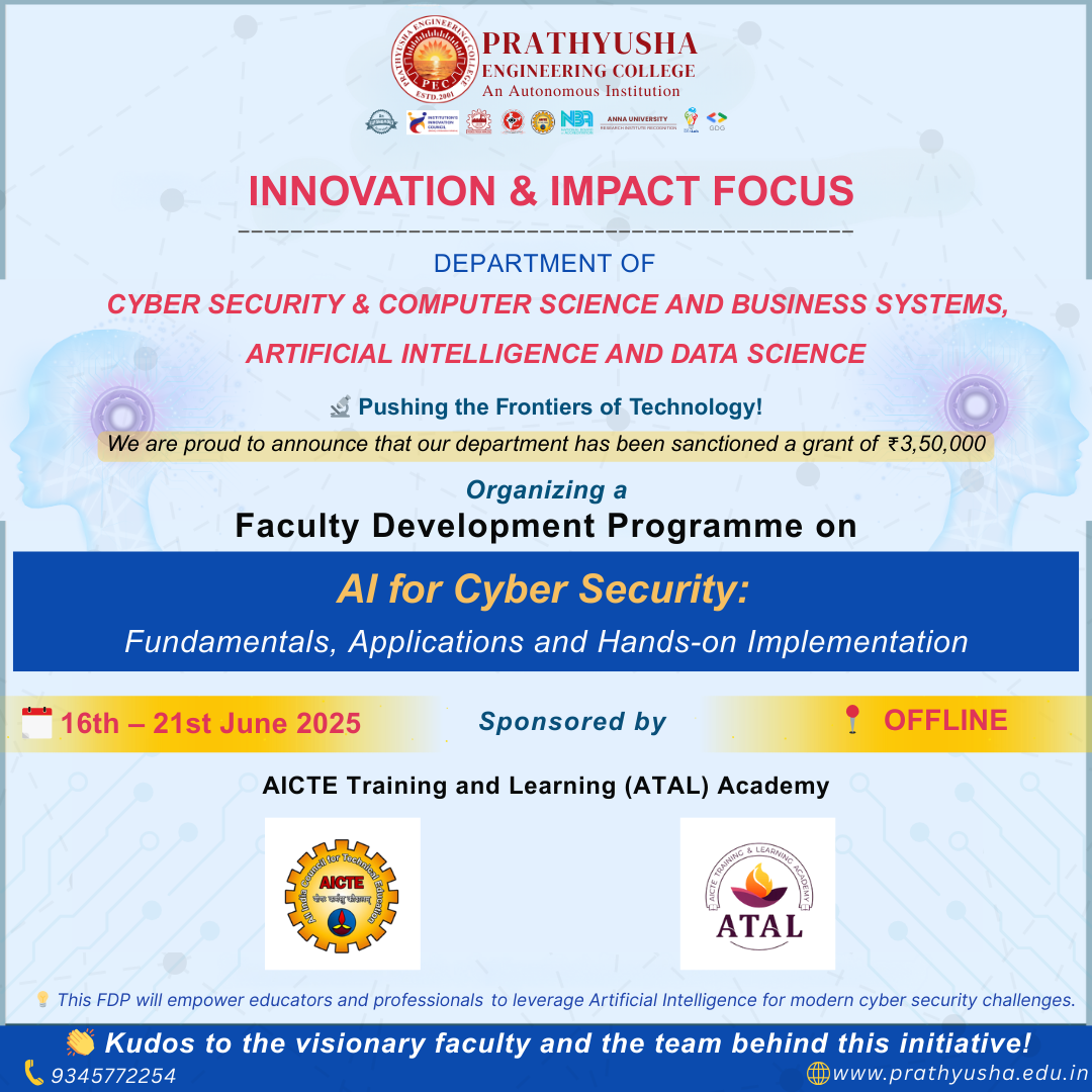 Faculty Development Program- Atal off Line on AI for Cyber Security ...