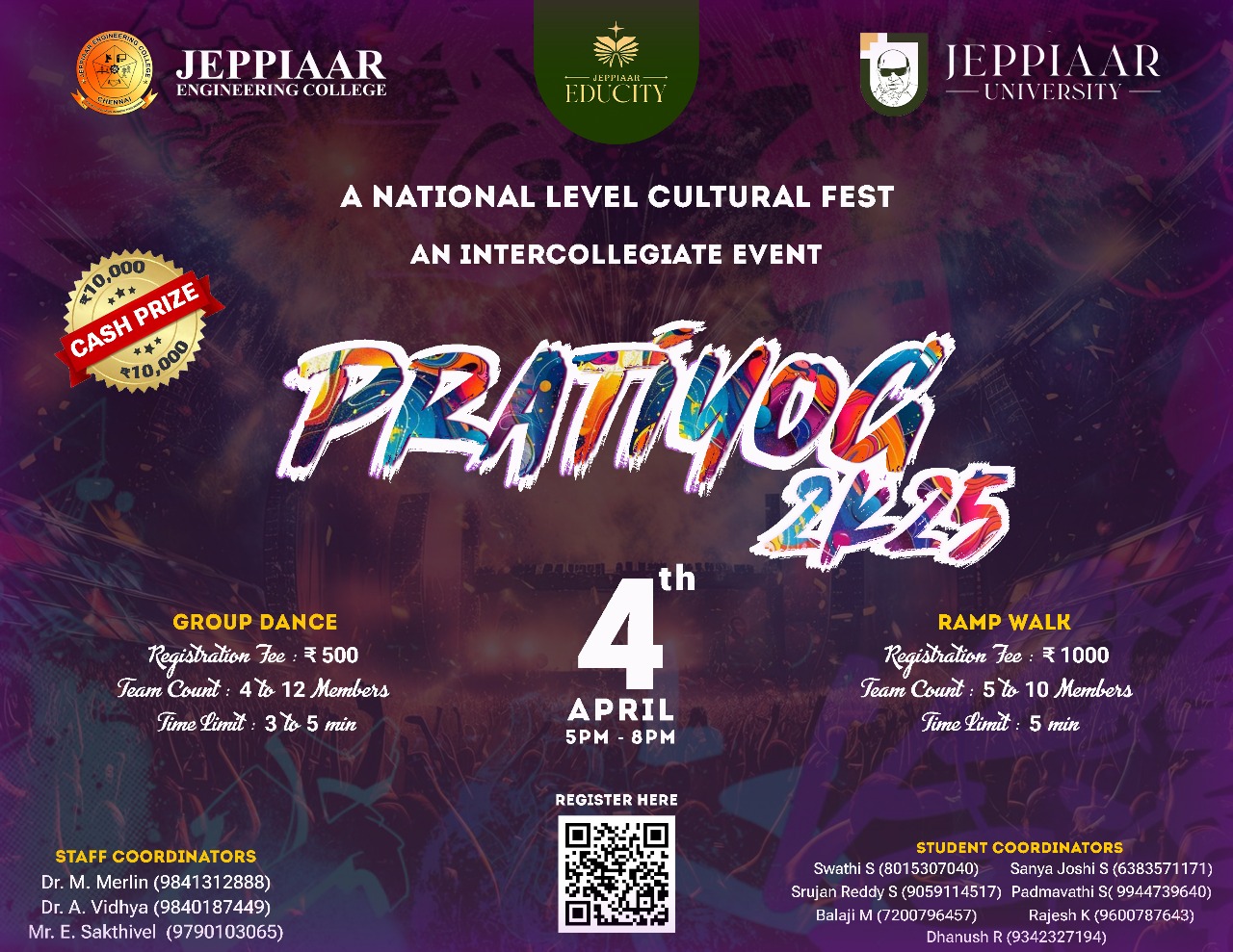 Pratiyog 2k25, Jeppiaar Engineering College, Cultural Fest, Chennai