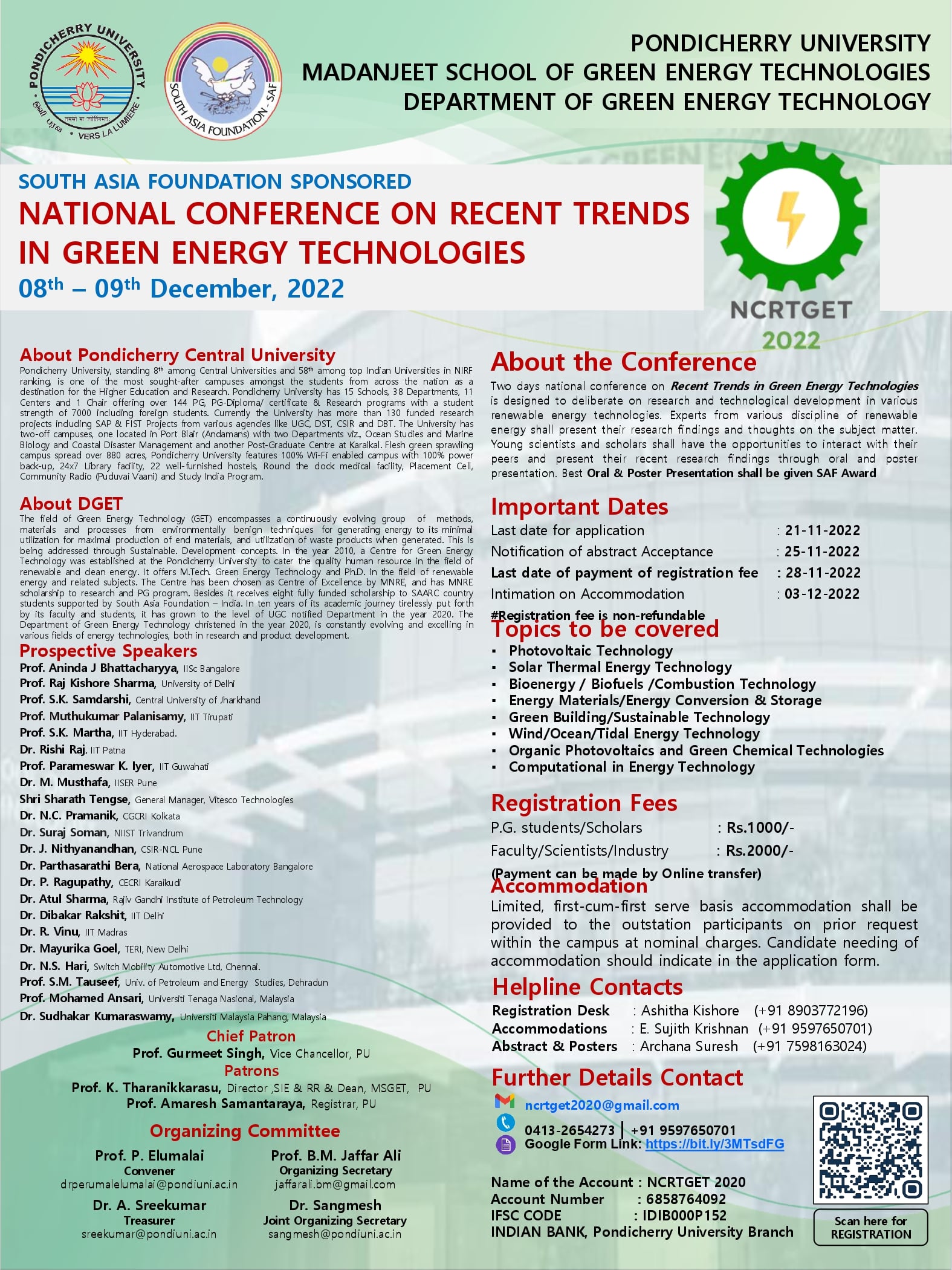 National Conference on Recent Trends in Green Energy Technologies ...