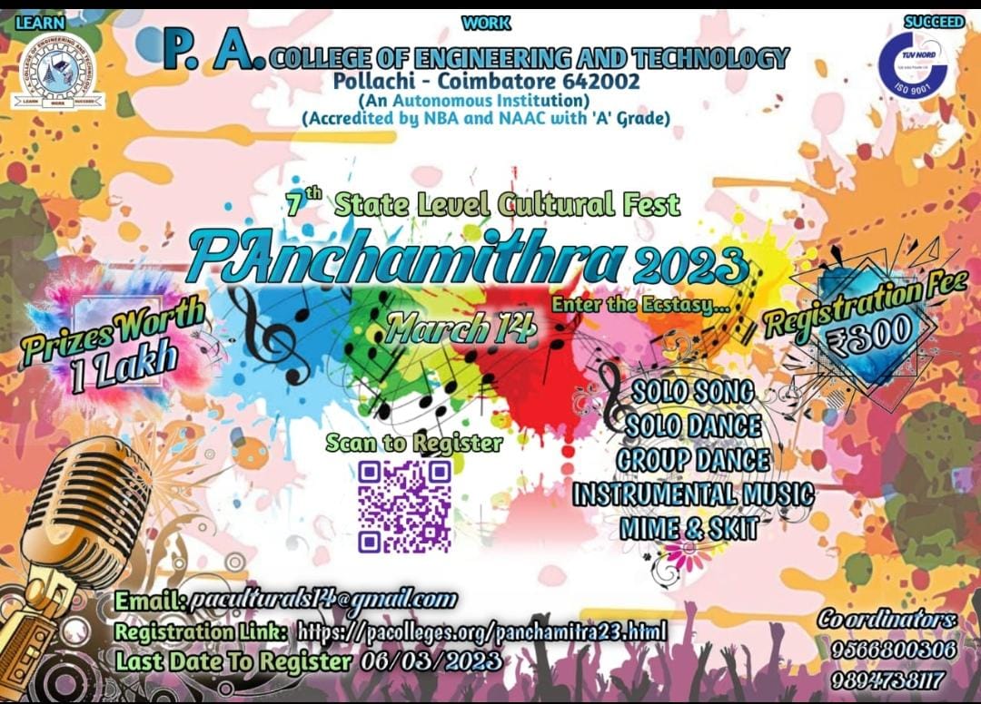 PAnchamithra 2023, PA College of Engineering and Technology, State ...