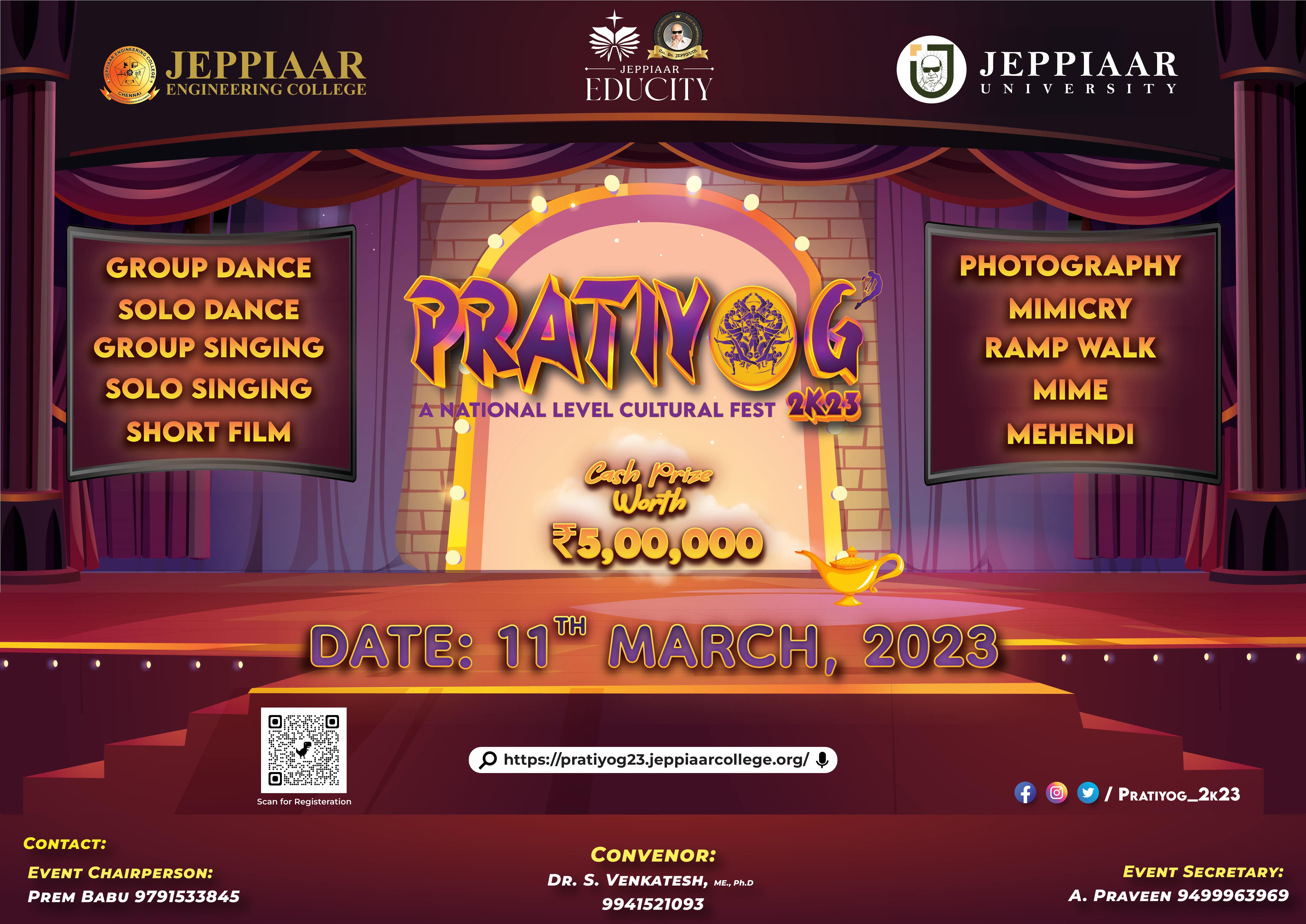 Pratiyog 2023, Jeppiaar Engineering College, Cultural Festival, Chennai