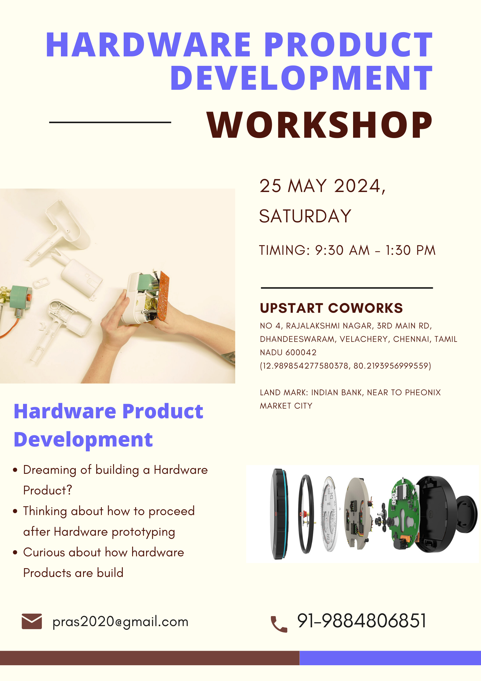 Hardware Product Development 2024, Prashanth, Workshop, Chennai