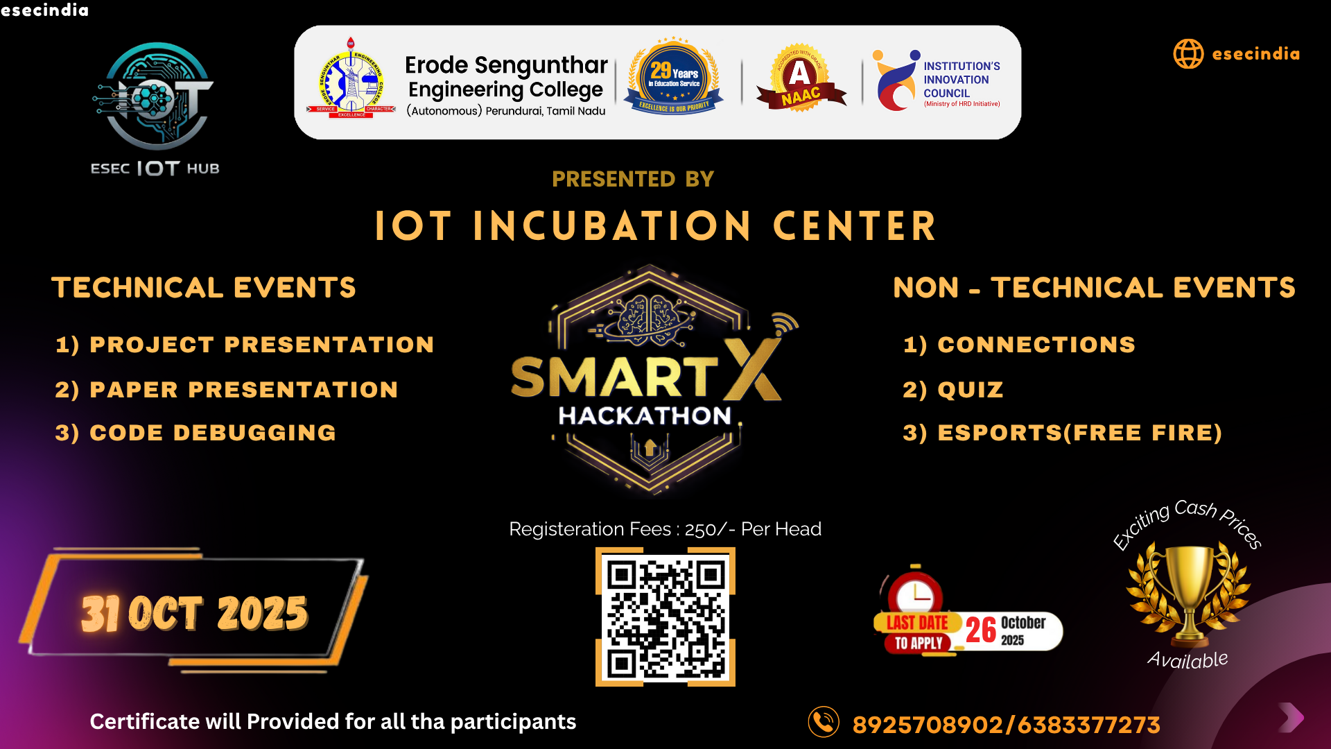 Smart X Hackathon 2025, Erode Sengunthar Engineering College, Hackathon ...