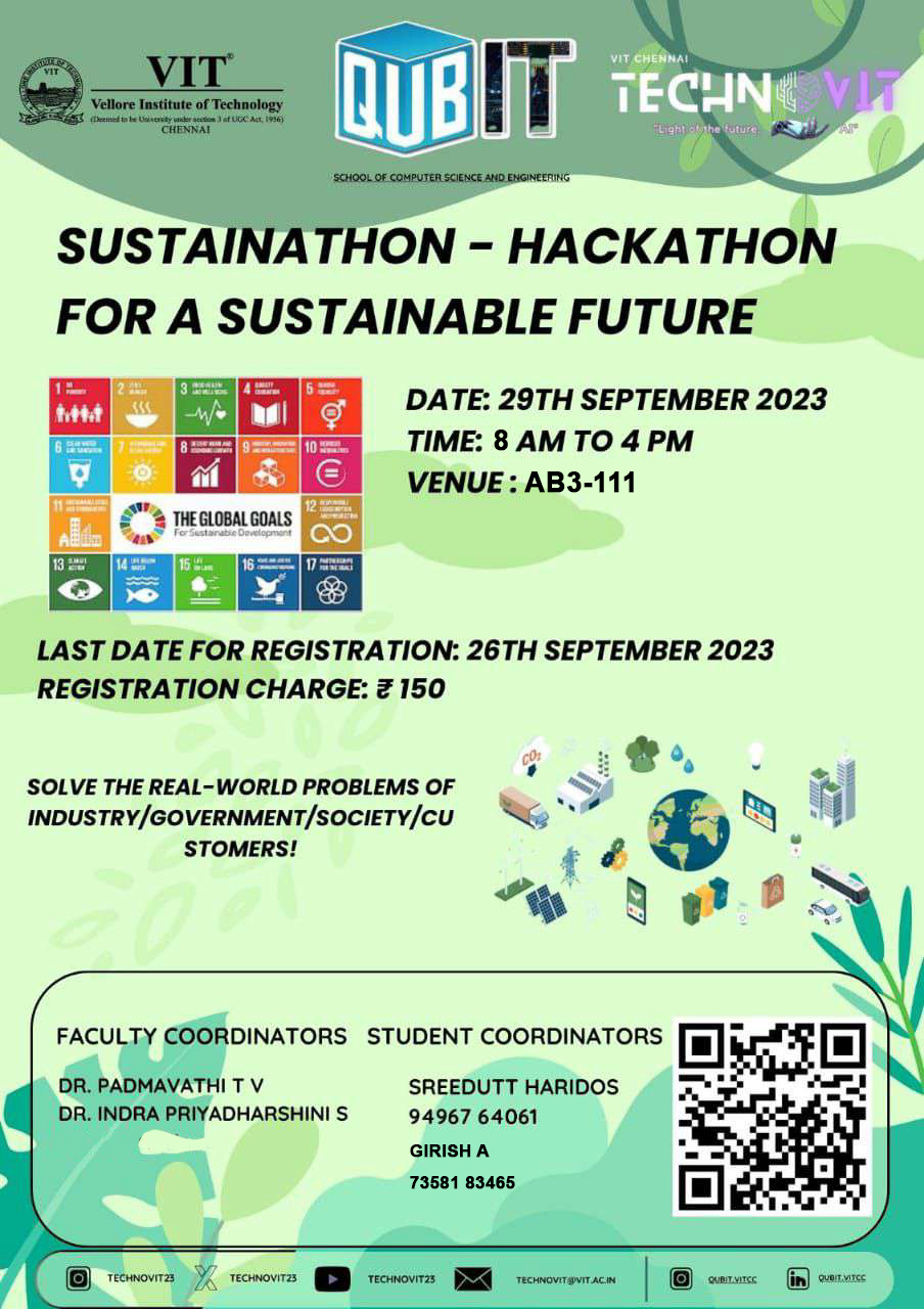 Sustainathon 2023, VIT University Chennai Campus, Hackathon, Chennai