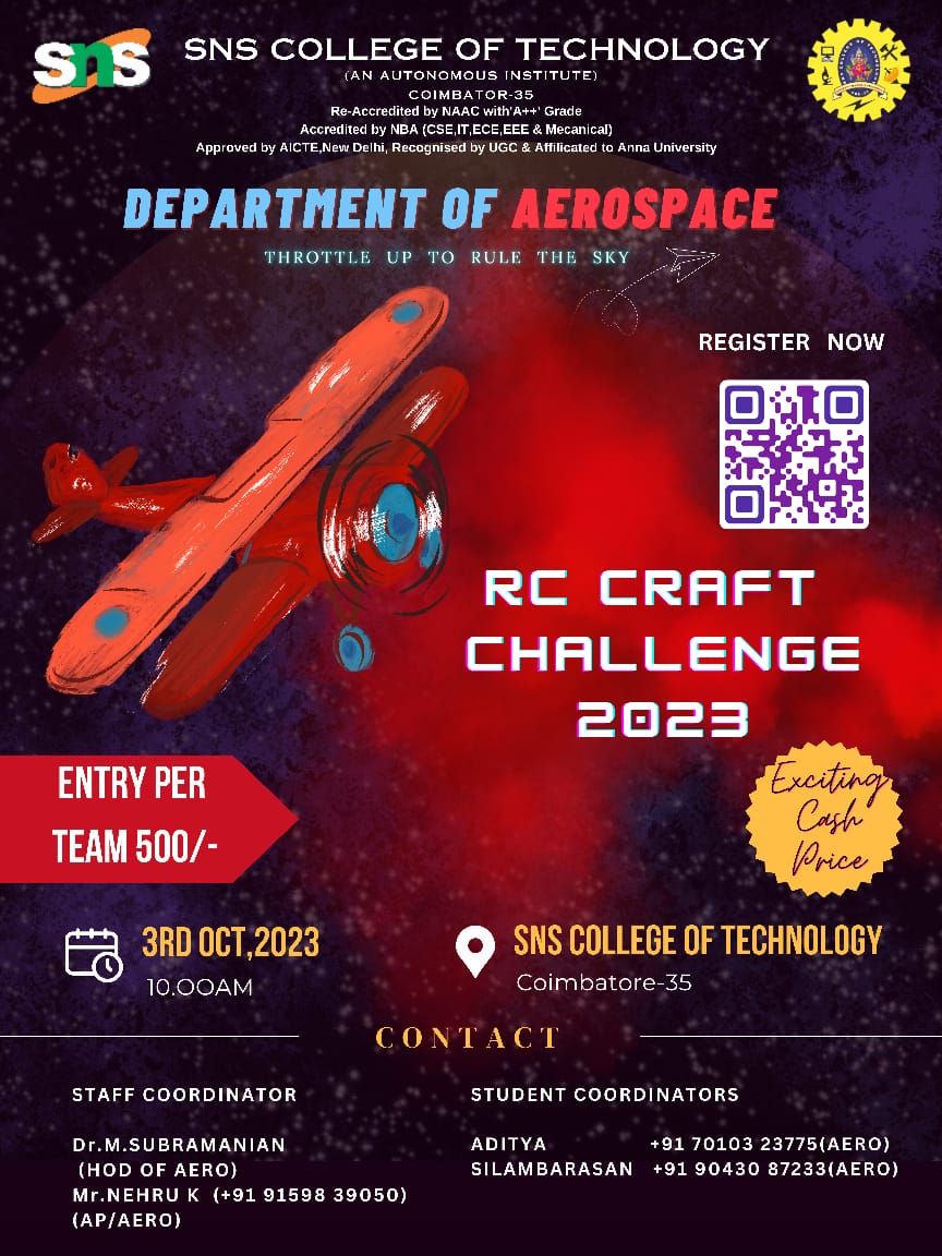 RC craft Challenge 2023, SNS College of Technology, Technical Event ...