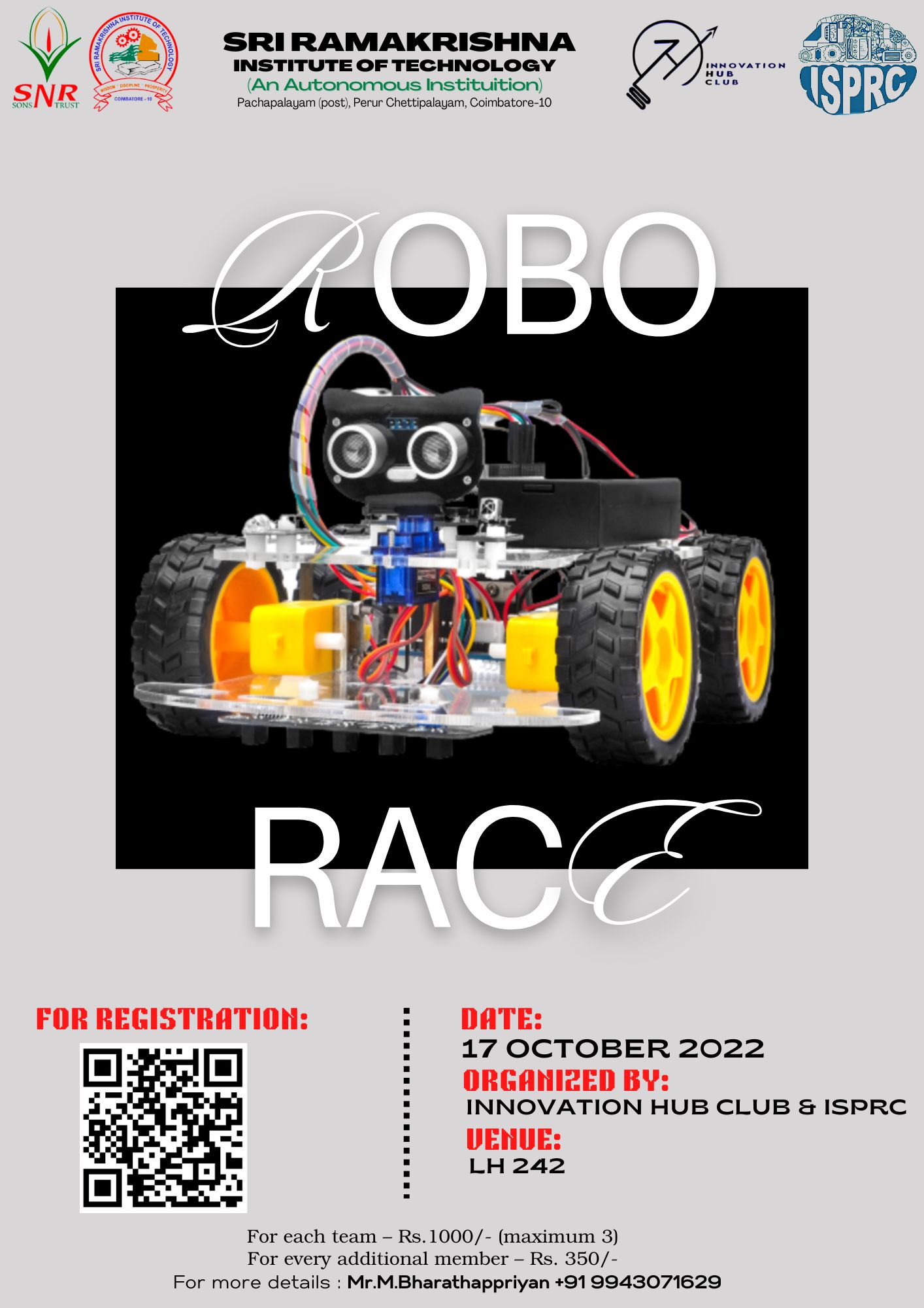 Robo race 2022, Sri Ramakrishna Institute of Technology, Technical ...