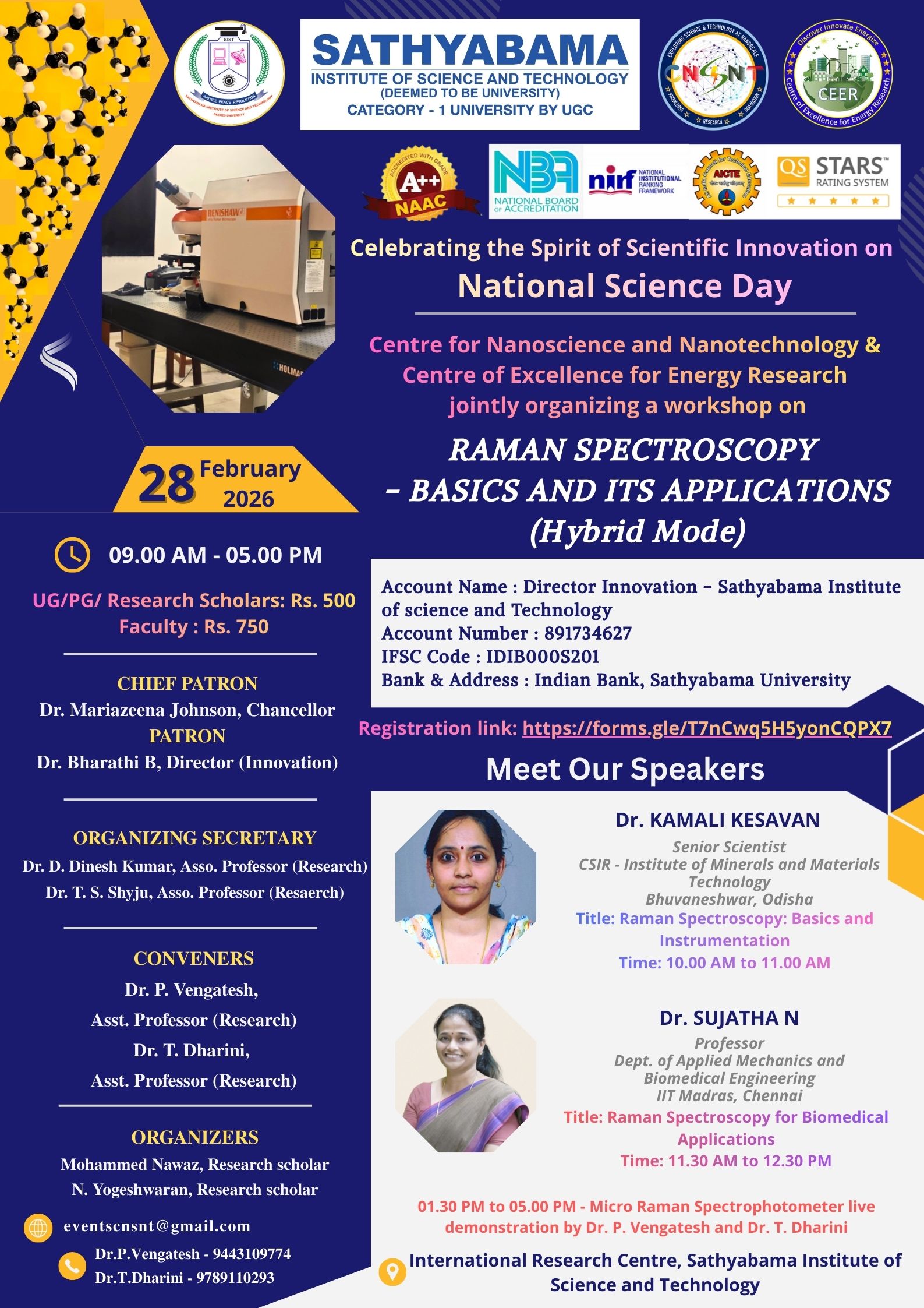 One-Day Hybrid Workshop on Raman Spectroscopy: Basics and Its ...