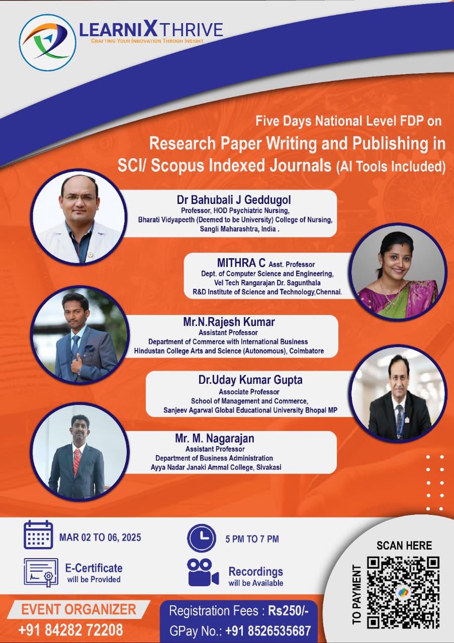 Five Days National Level FDP on Research paper writing and publishing ...