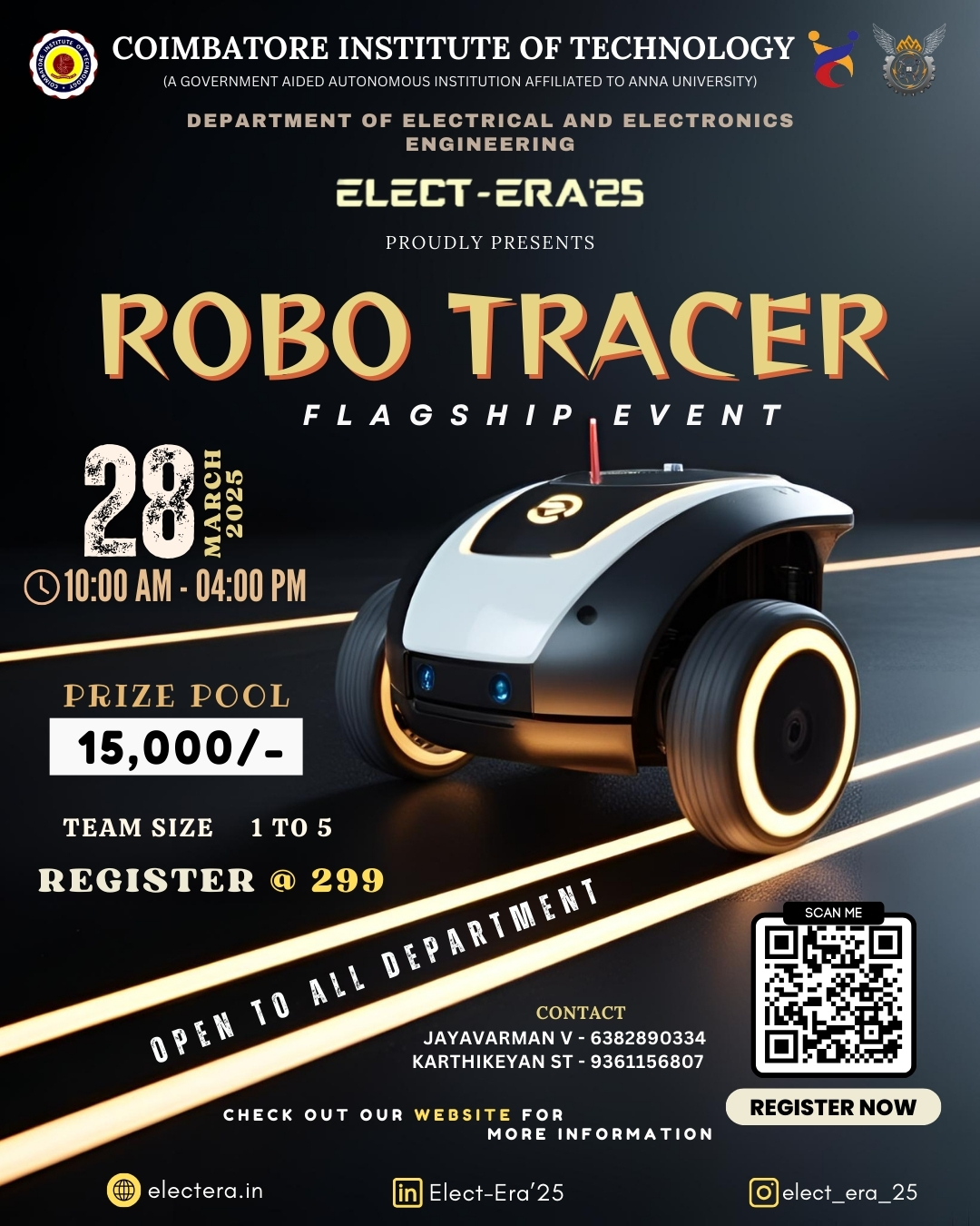 ROBO TRACER 2025, Coimbatore Institute of Technology, Technical Event ...
