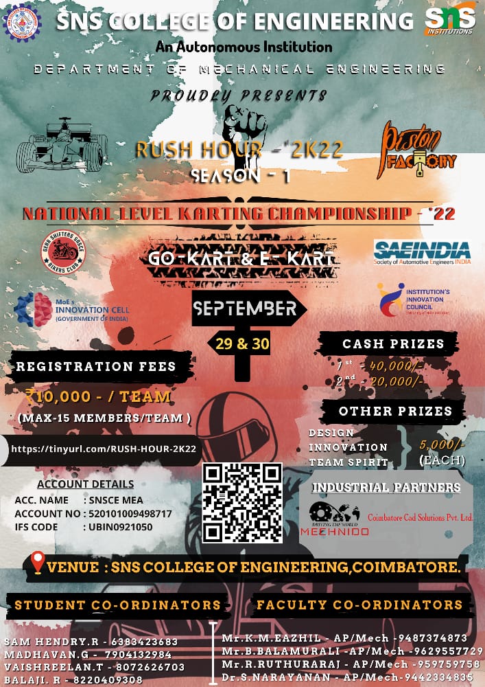 Rush Hour 2K22 Season 1, SNS College of Engineering, Karting ...