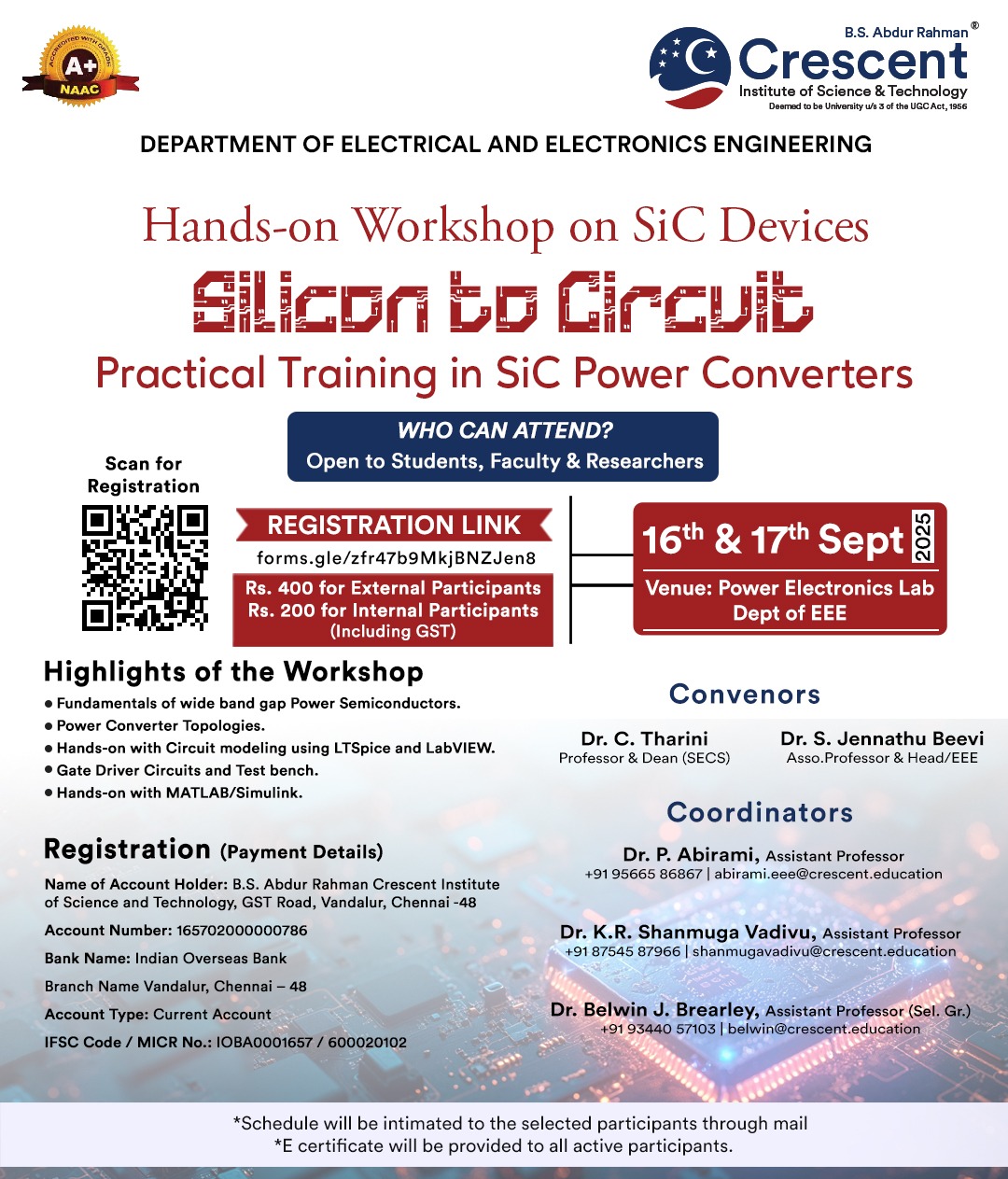 Two Day Hands-on Workshop on SiC Devices 2025, BS Abdur Rahman Crescent ...