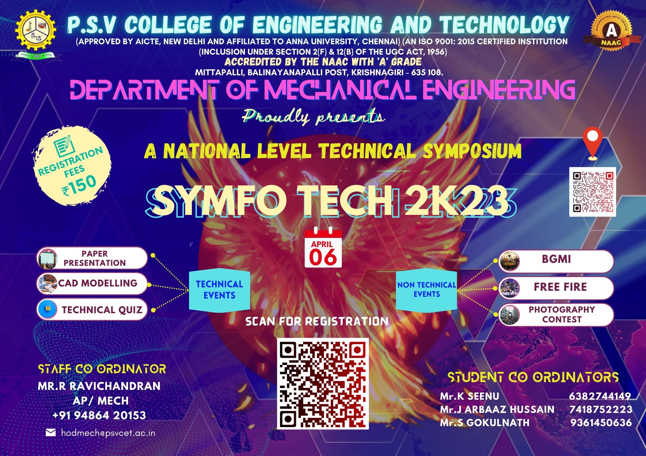 SYMFO TECH 2K23, PSV College of Engineering and Technology, Technical ...