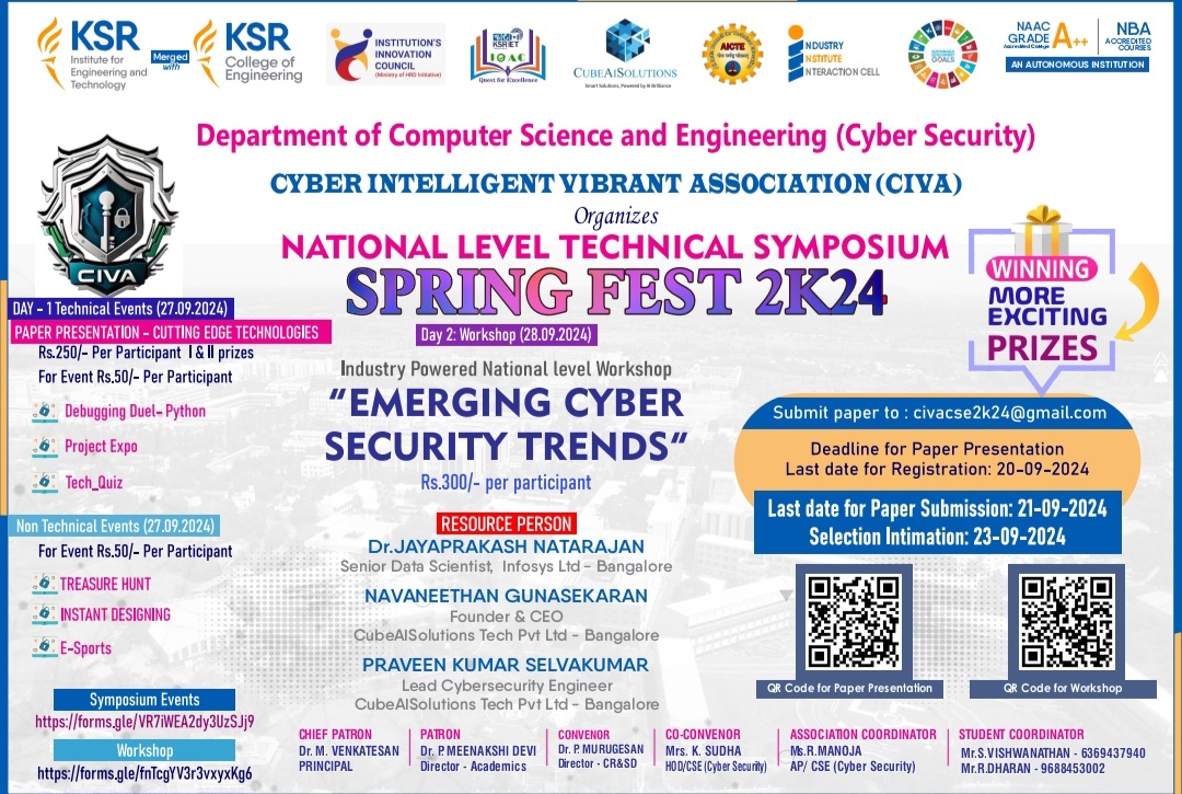 SPRING FEST 2K24, KSR College of Engineering, National Level Technical ...