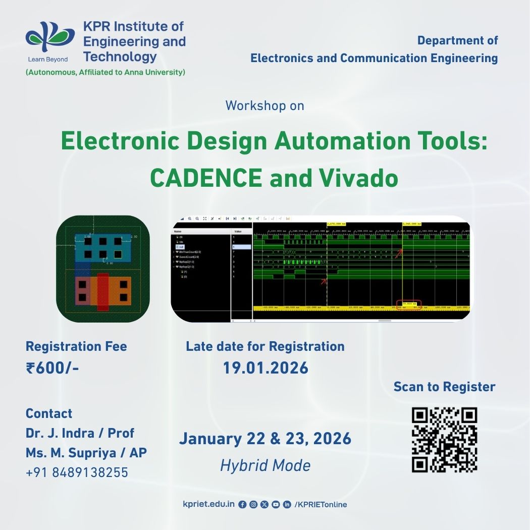 Workshop on Electronic Design automation tools:cadence and Vivado 2026 ...
