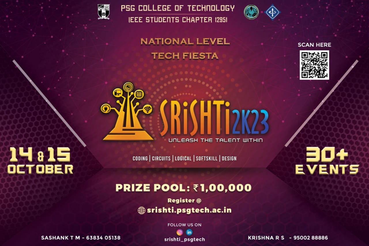 SRiSHTi 2023, PSG College of Technology, National Level Technical ...