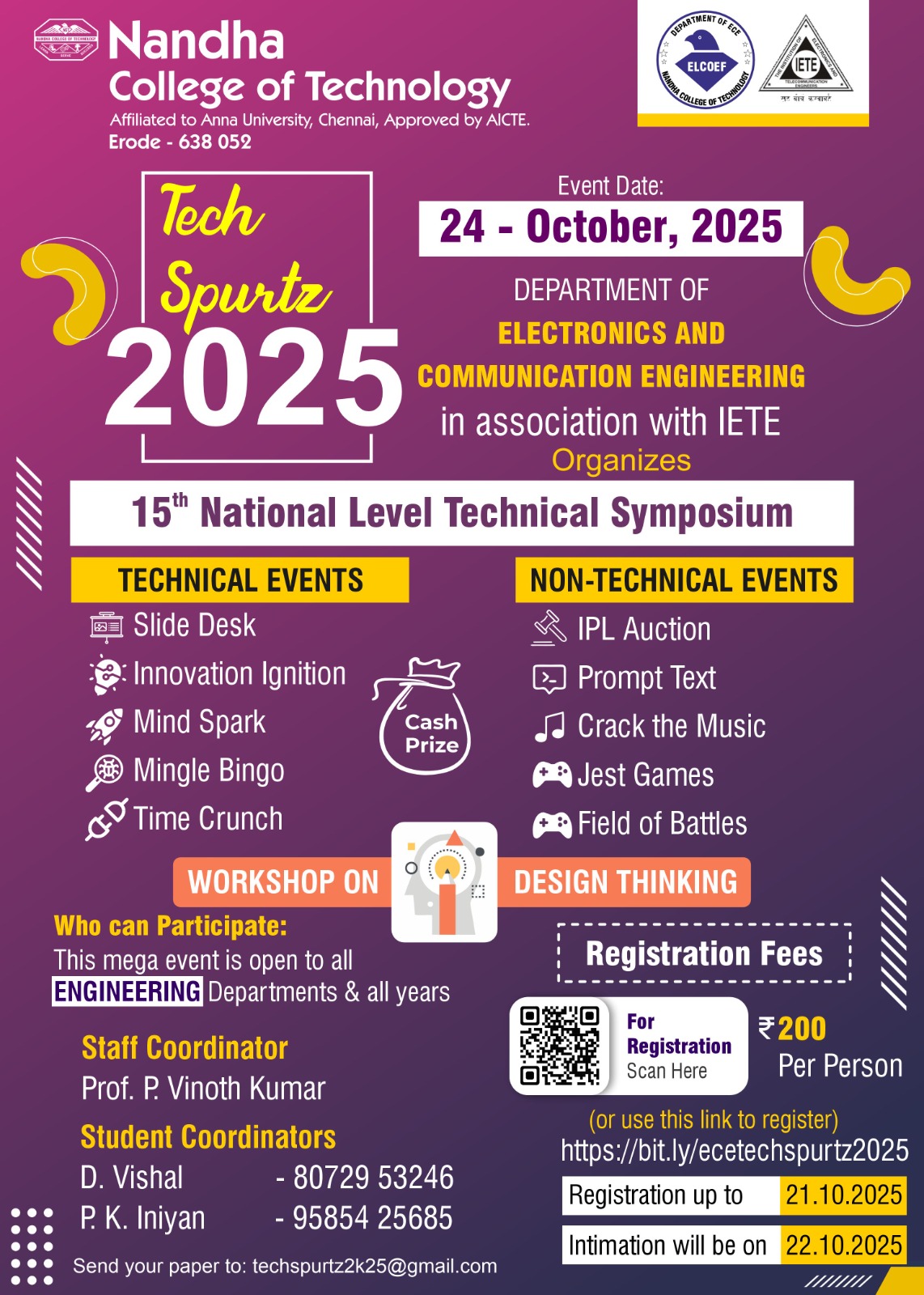 Tech Spurtz 2025, Nandha College of Technology, National Level ...