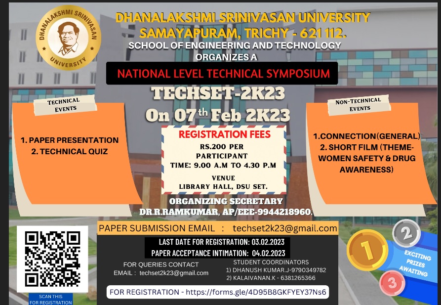 TECHSET 2K23, Dhanalakshmi Srinivasan University, Technical Symposium ...