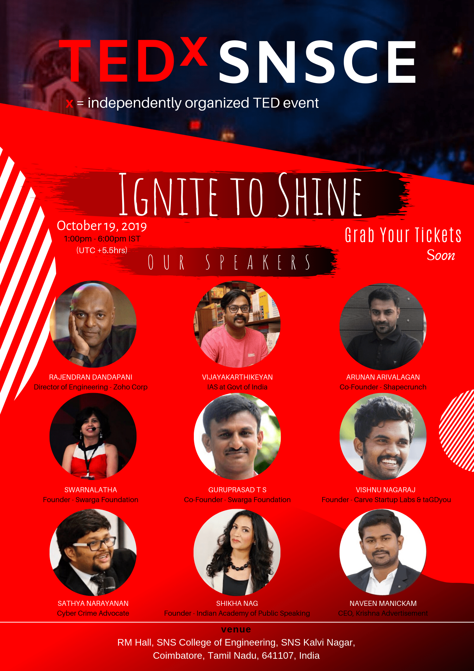 TEDX SNSCE 2019, SNS College of Engineering, TEDx, Coimbatore