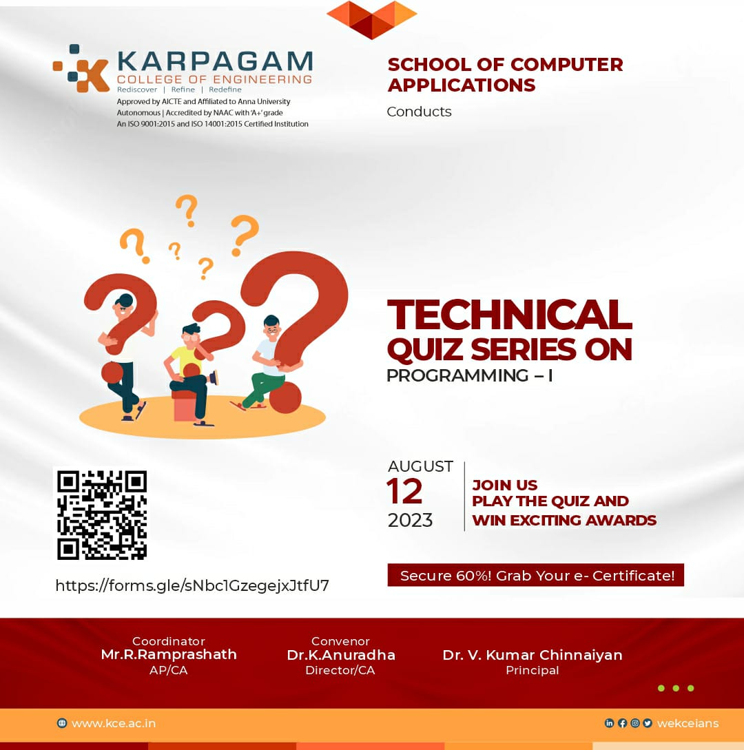 Technical Quiz 2023, Karpagam College of Engineering, Technical Quiz ...