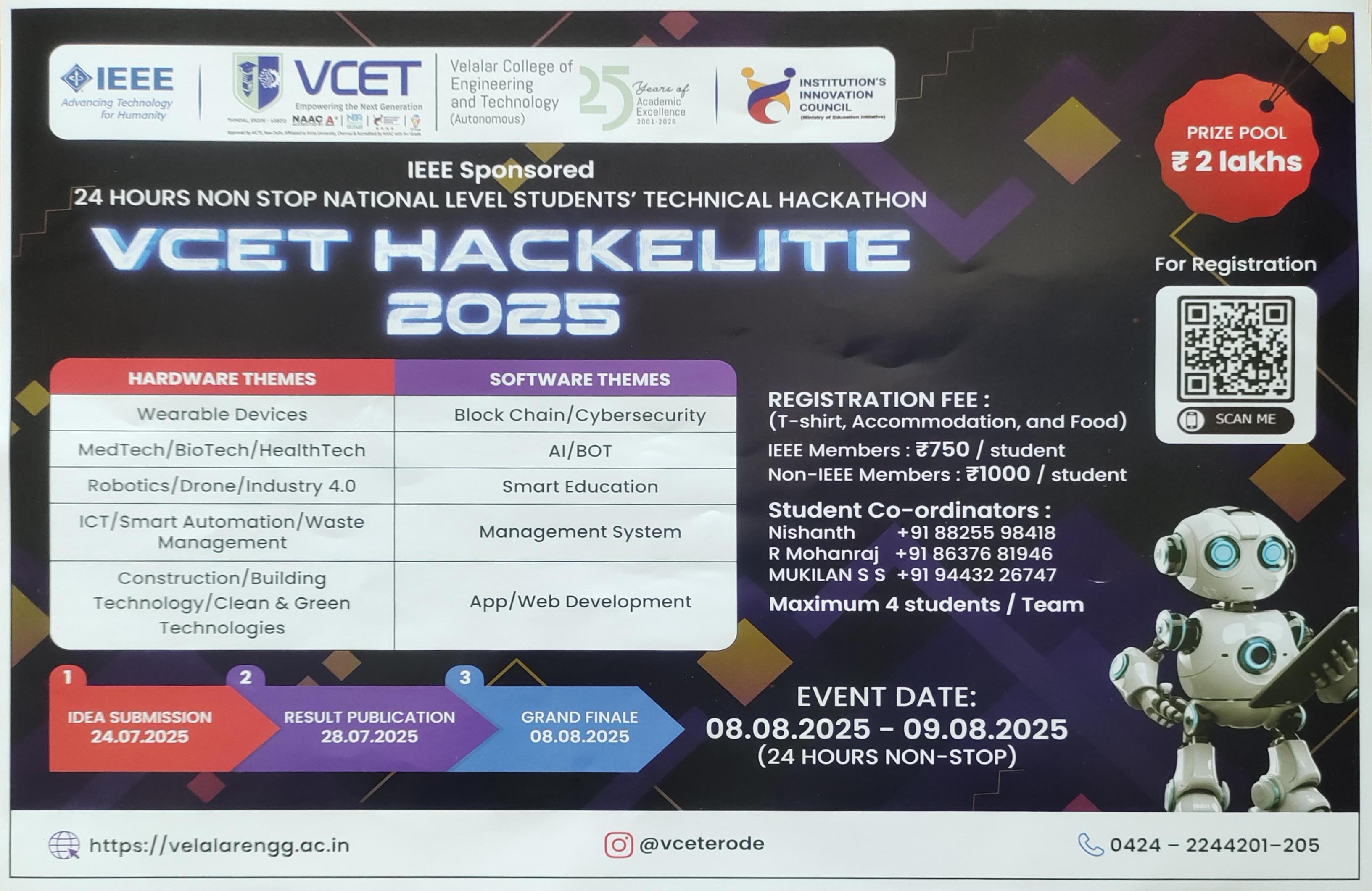 VCET HACKATHON 2025, Velalar College of Engineering and Technology ...