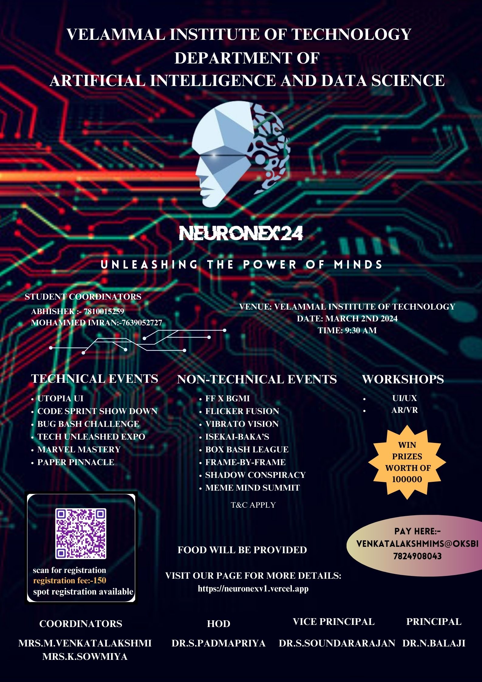 Neuronex'24, Velammal Institute of Technology, Technical Symposium, Chennai