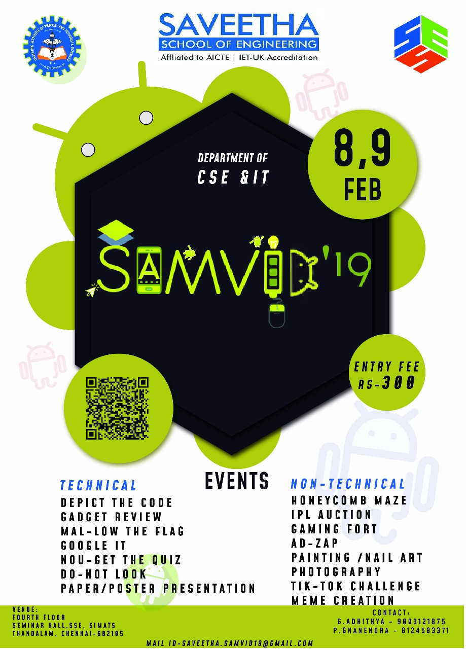 SAMVID 19, Saveetha School of Engineering, Technical Symposium, Chennai