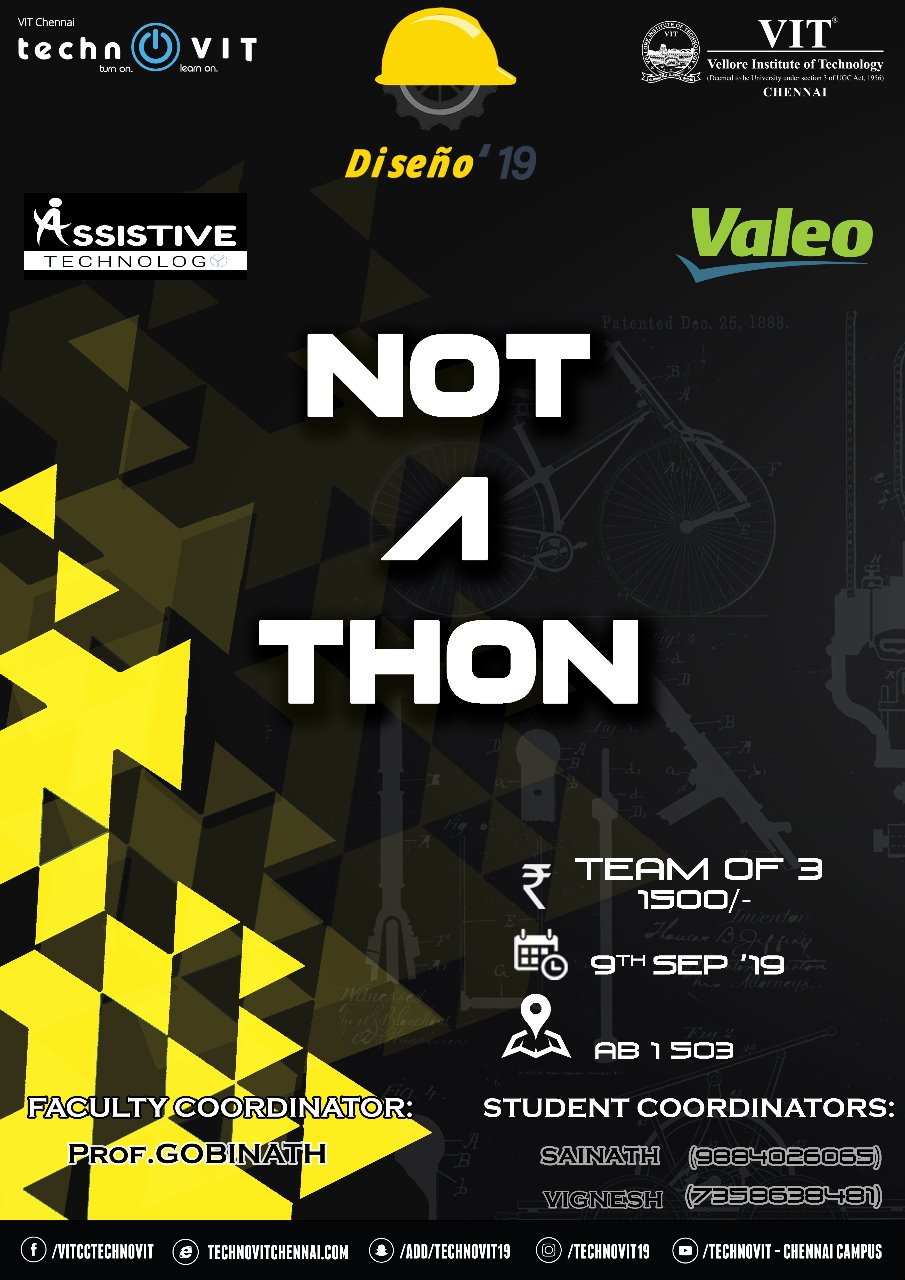 Not-A-Thon 2019, VIT University Chennai Campus, Hackathon, Chennai