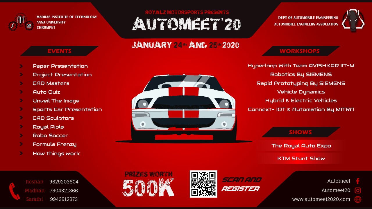 AUTOMEET 20, Madras Institute of Technology Anna University, Automobile ...