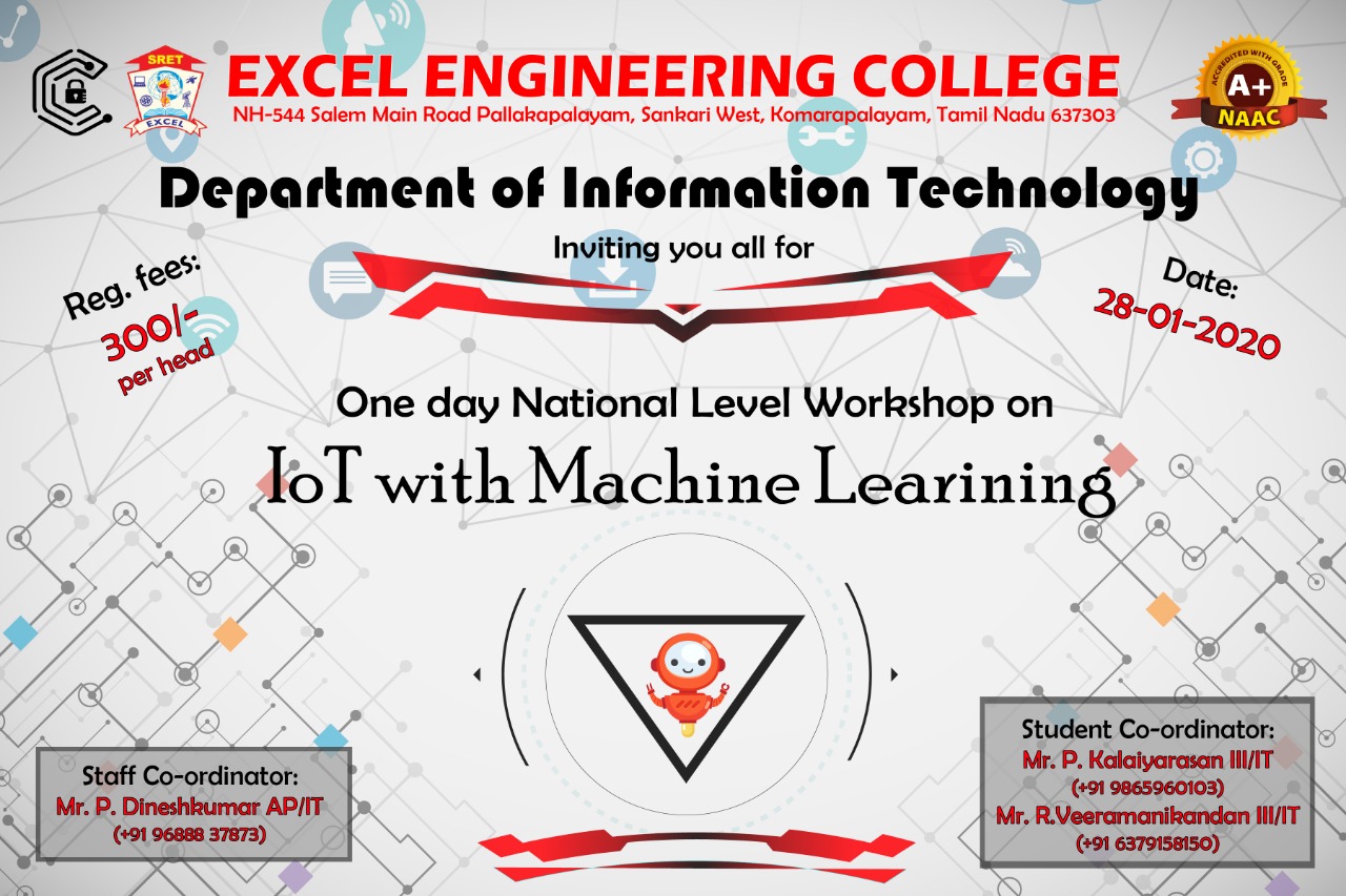 One Day Workshop on IOT with Machine Learning 2020, Excel Engineering ...