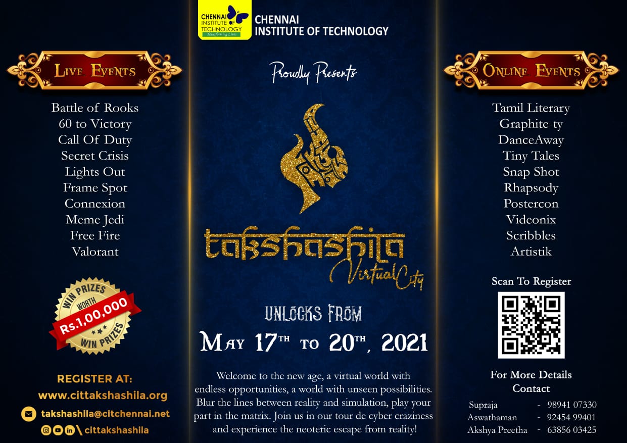 TAKSHASHILA 2021, Chennai Institute of Technology, Cultural Festival ...