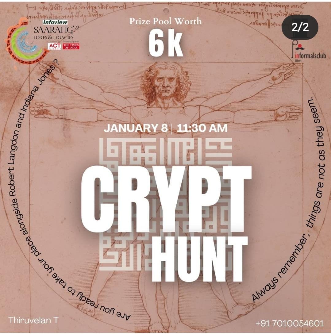 Crypt Hunt 2022, IIT Madras, Online Decoding Game, Chennai