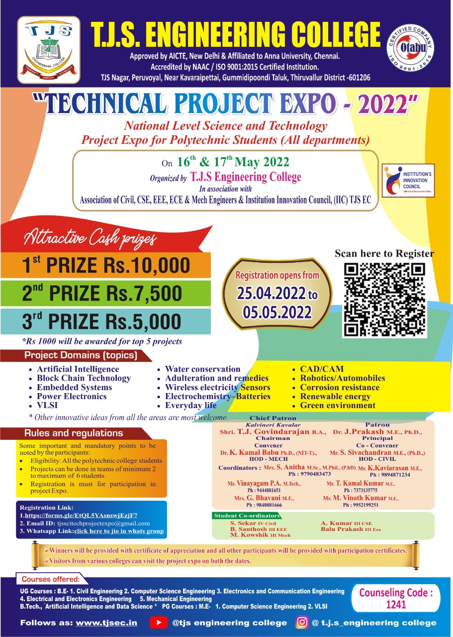 Polytechnic Project Expo 2022, TJS Engineering College, Project Expo ...