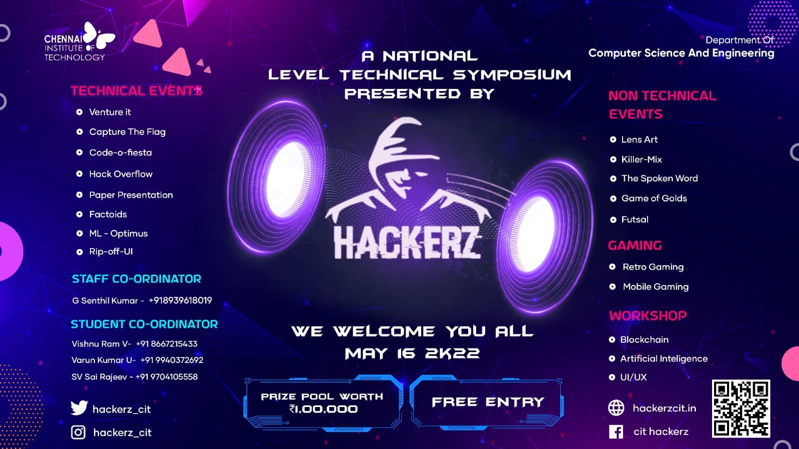 Hackerz 2022, Chennai Institute of Technology, Technical Symposium, Chennai