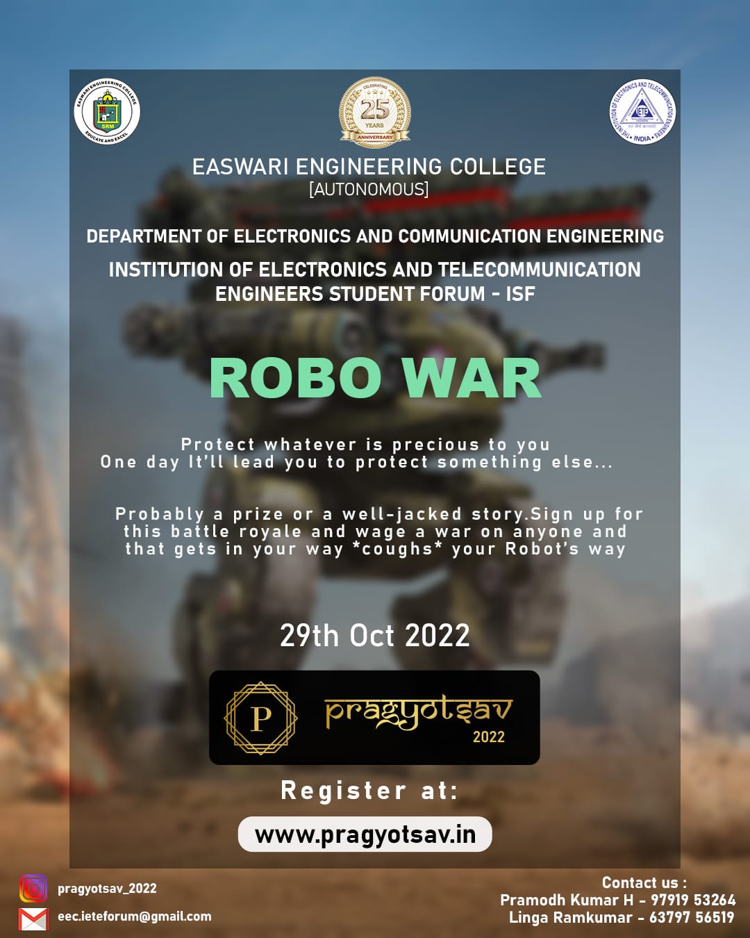 Robo War 2022, SRM Easwari Engineering College, Technical Event, Chennai
