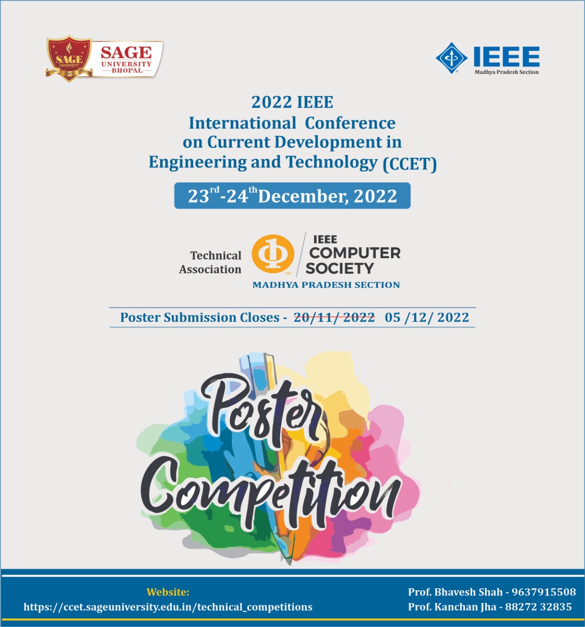 IEEE 2022 for Poster Competition, Sage University Bhopal Campus, Poster ...