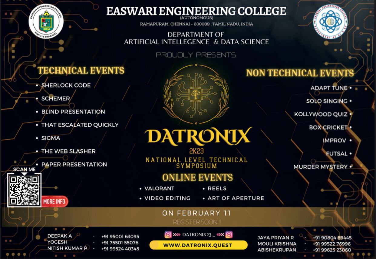 Datronix 2023, SRM Easwari Engineering College, Technical Symposium ...